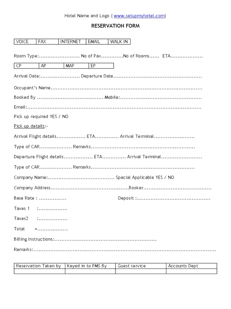 Reservation Form | PDF