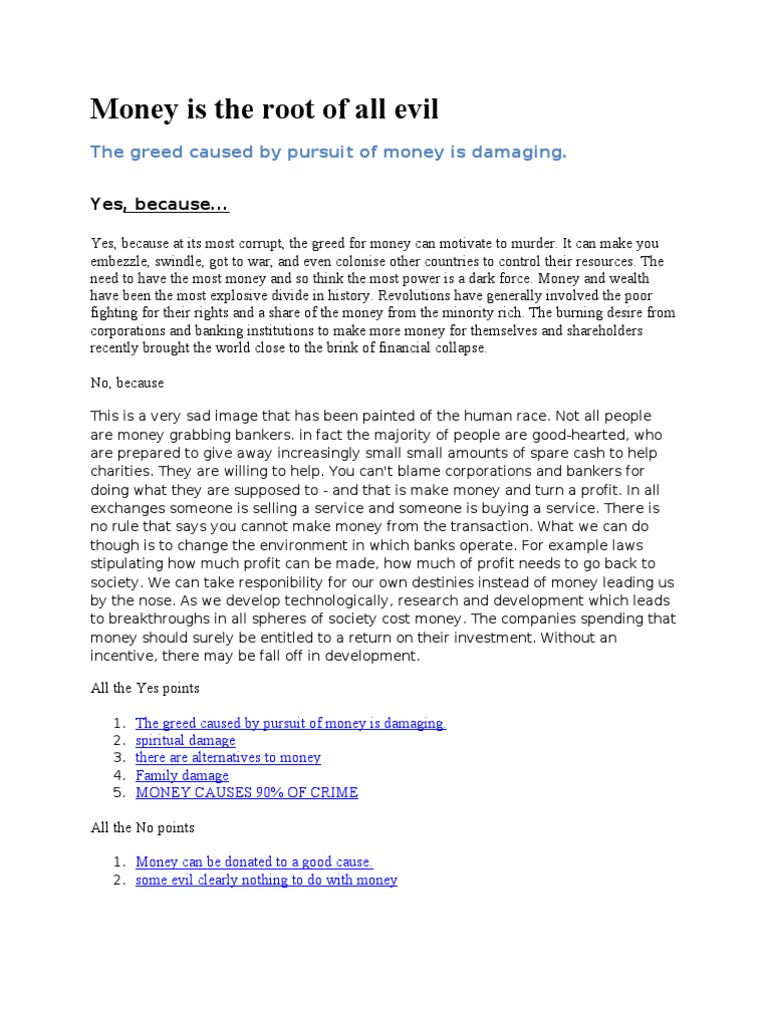 Money Is The Root of All Evil | PDF | Cain And Abel | Christianity