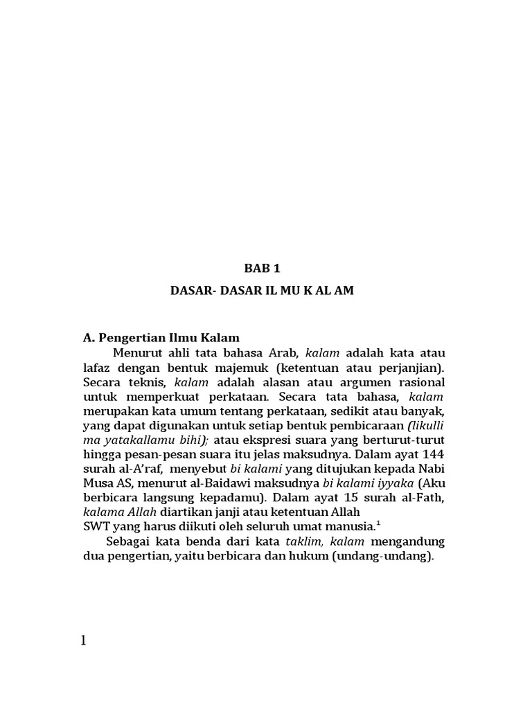 Pengertian dan Dasar Ilmu Kalam | PDF