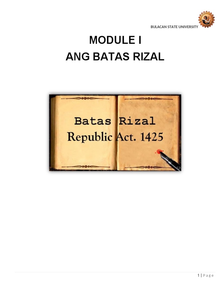 Module I Ang Batas Rizal (RLW) | PDF