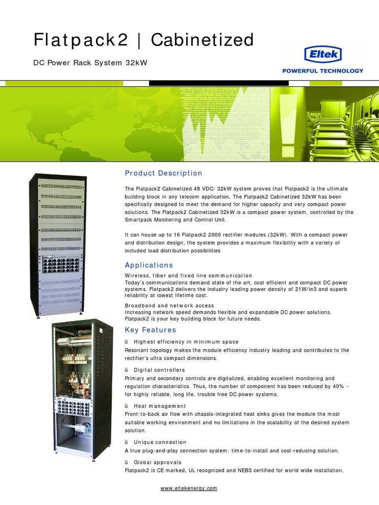 Datasheet Flatpack2 Cabinetized 32kW PDF | PDF
