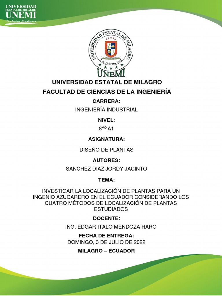 Universidad Estatal de Milagro | PDF | Transporte | Azúcar