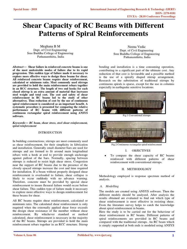 Shear Capacity of RC Beams With Different Patterns of Spiral Reinforcements | PDF | Beam ...