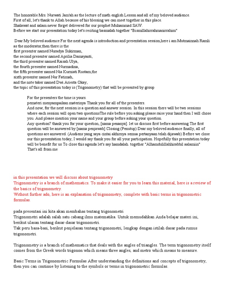 Materi Trigon English | Download Free PDF | Trigonometric Functions ...
