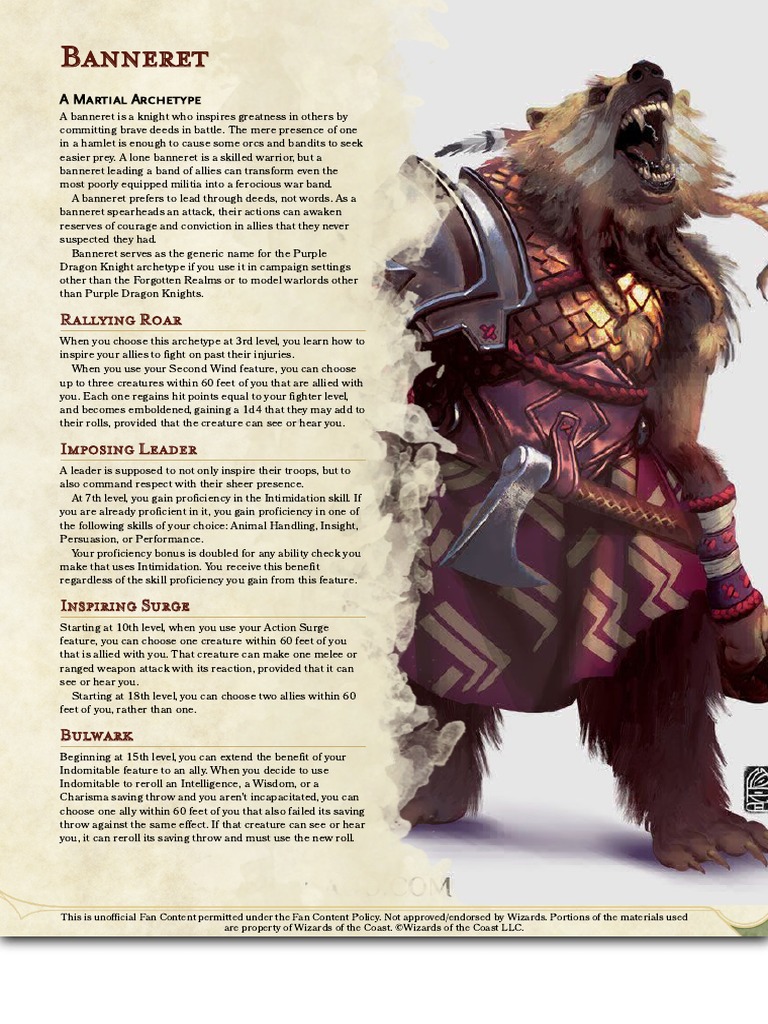 Fighter - Banneret Revised - GM Binder | PDF