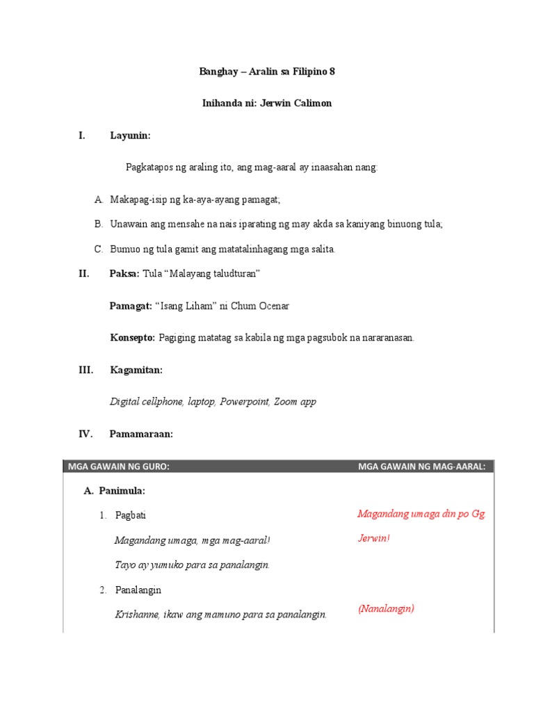 Calimon Lesson Plan | PDF