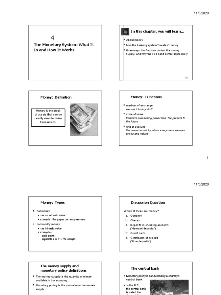 Chapter 4 (The Monetary System What It Is and How It Works) | PDF ...