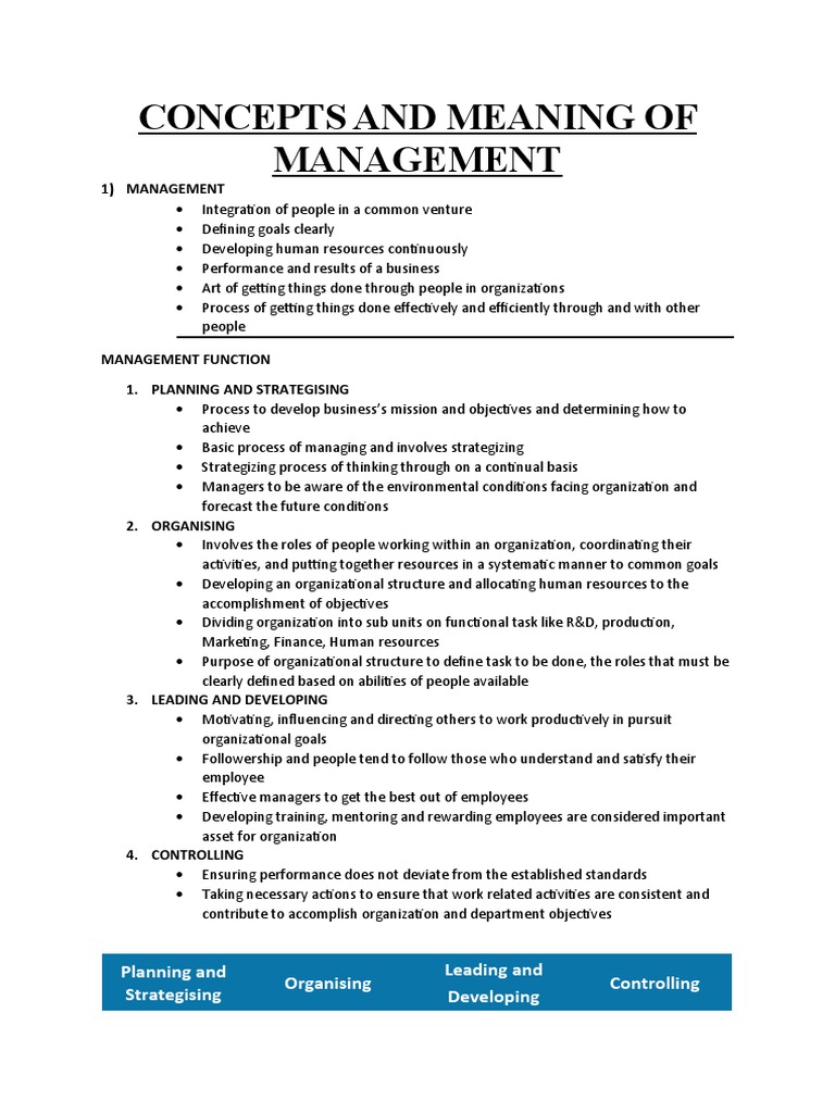 1.1concepts and Meaning of Management | PDF | Goal | Human Resources