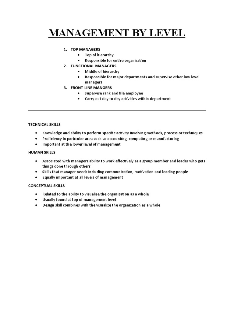 1.3management by Level | PDF | Career & Growth