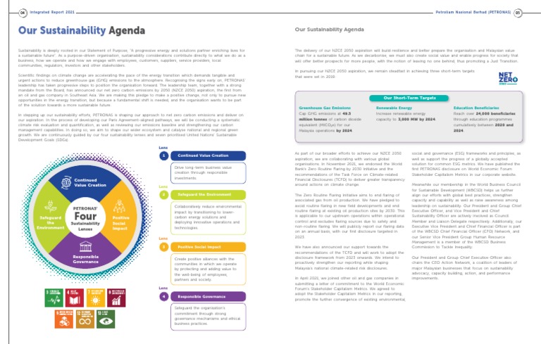PETRONAS PIR2021 Our Sustainability Agenda | PDF | Low Carbon Economy ...