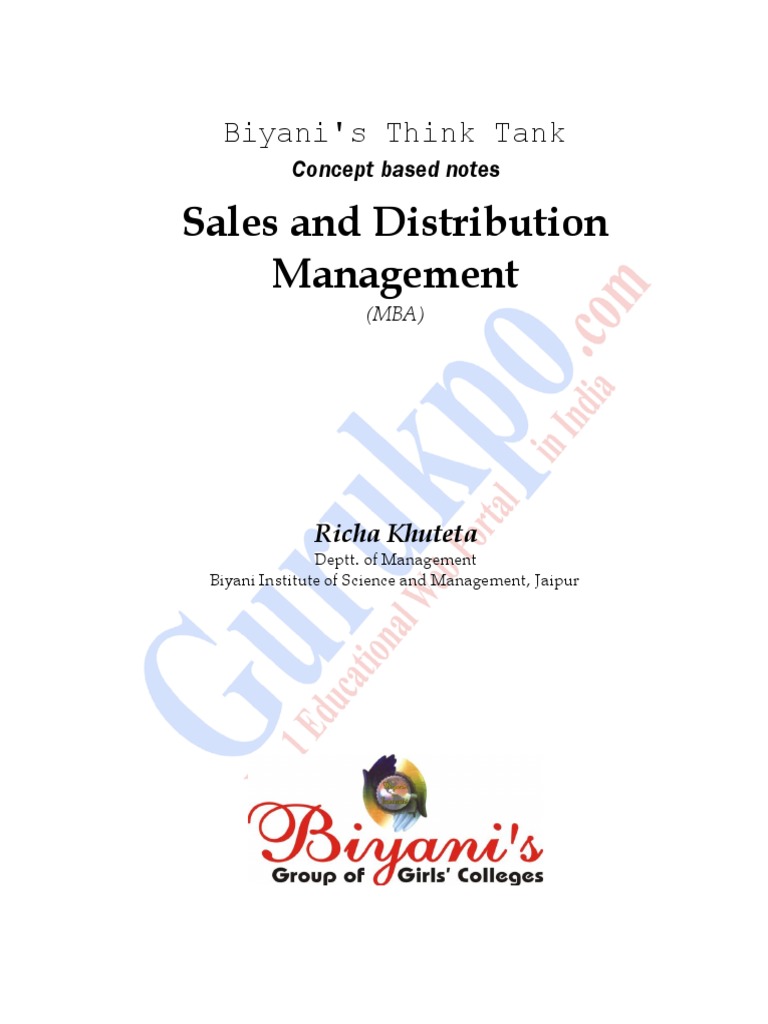 Sales and Distribution Management | PDF | Sales | Marketing