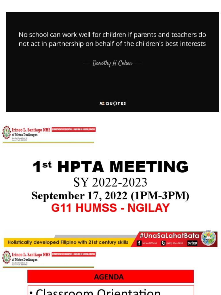 1st HPTA Meeting Agenda 2022-2023 | PDF | Classroom