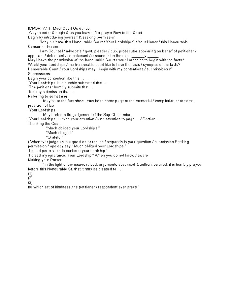 Speech For Moot Court | PDF | Religion & Spirituality