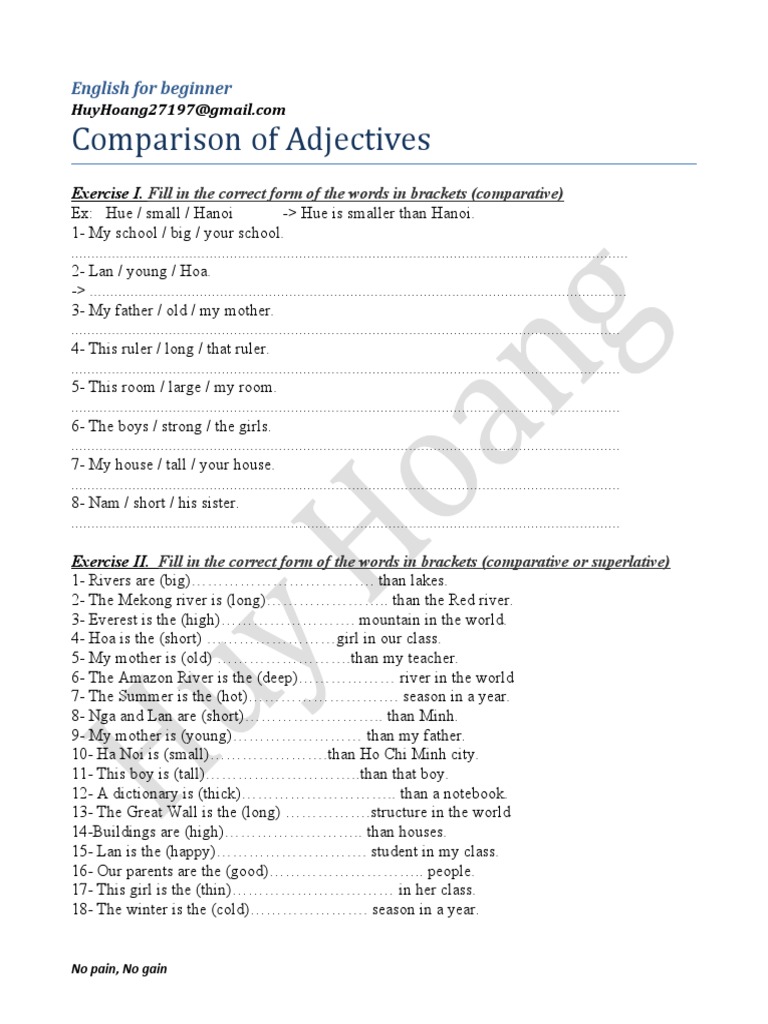 Comparison of Adjectives | PDF