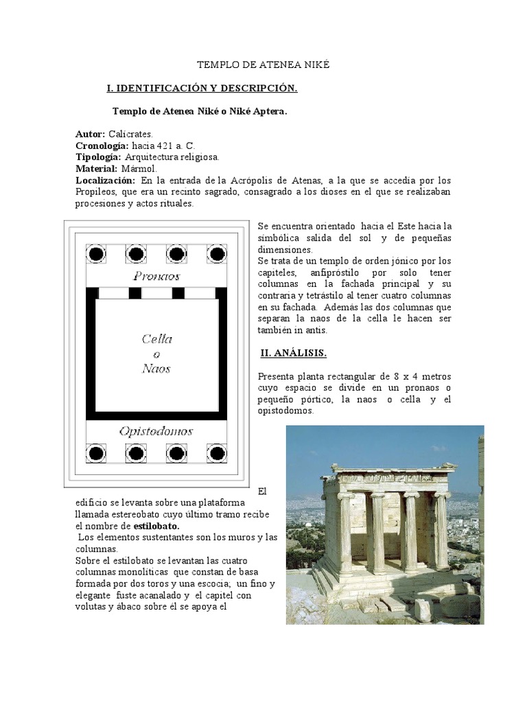 Templo de Atenea Niké: Descripción y Análisis | PDF | Elementos ...