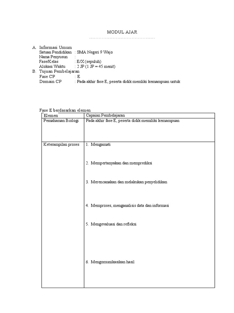 Contoh Modul Ajar PPG Biologi | PDF | Kesehatan Holistik | Sains ...