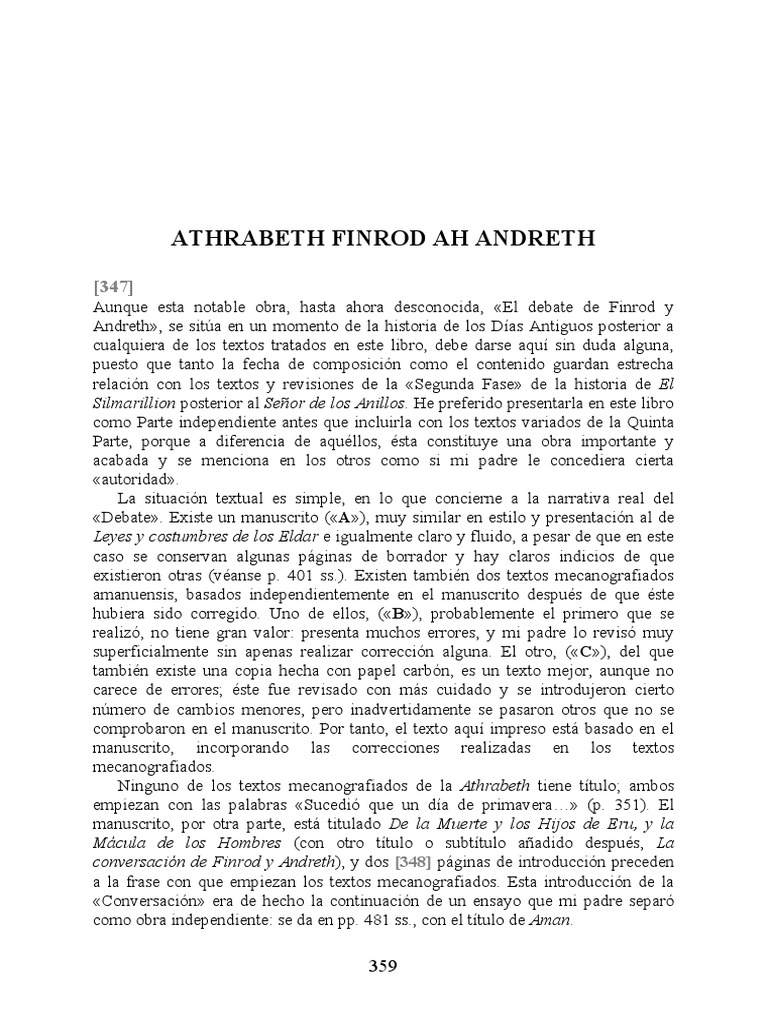 Athrallabeth Finrod Ah Andreth | PDF | Elf (Tierra Media) | Tierra Media