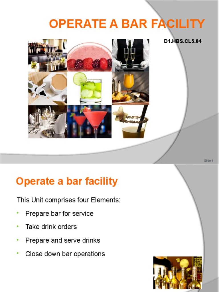 Operate a Bar Facility | PDF | Drink | Cocktails