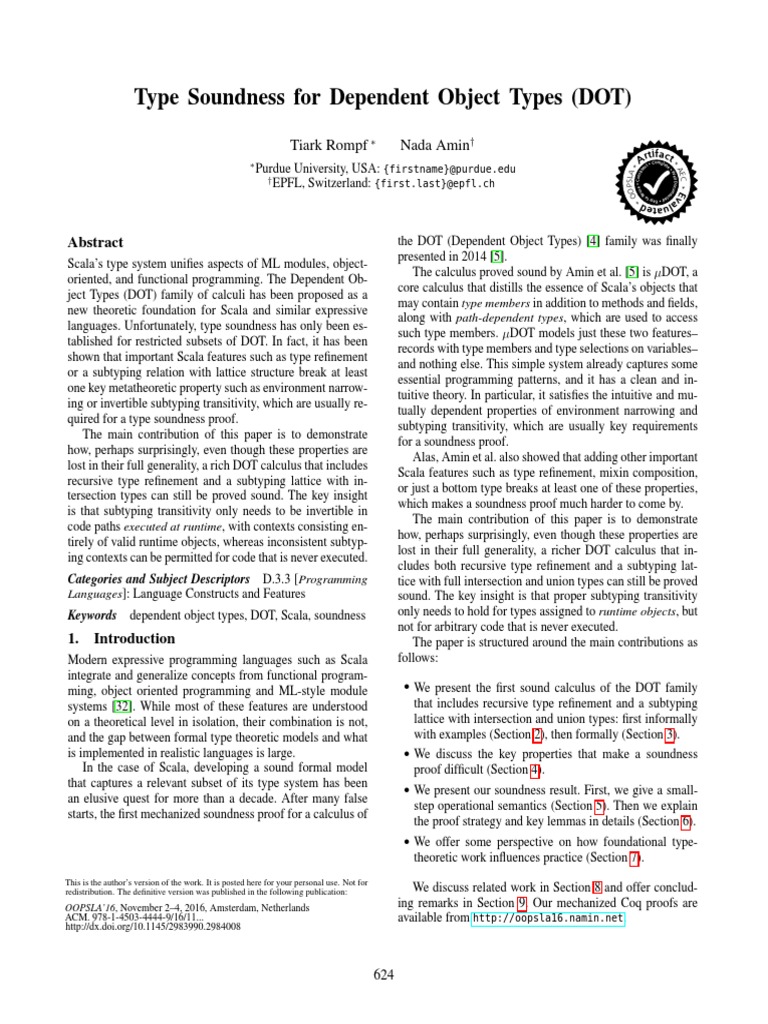 Type Soundness For Dependent Object Types With Refinement And Subtyping Lattice Pdf Scala