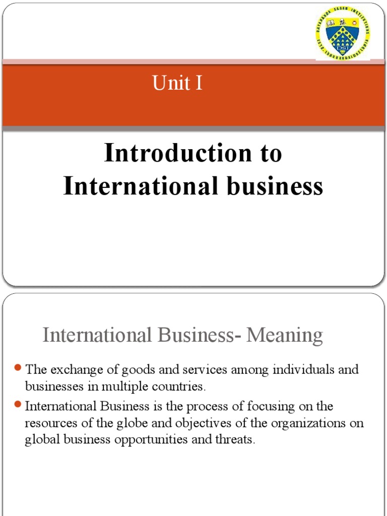 IBM Unit 1 | PDF | Economic System | Economies