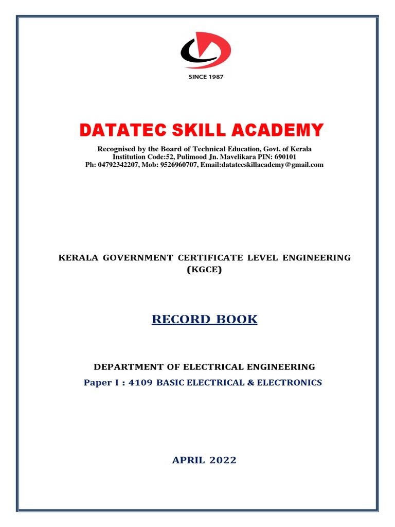 Lab Record Facing Electrical Power Estimation Kgce Course | PDF ...