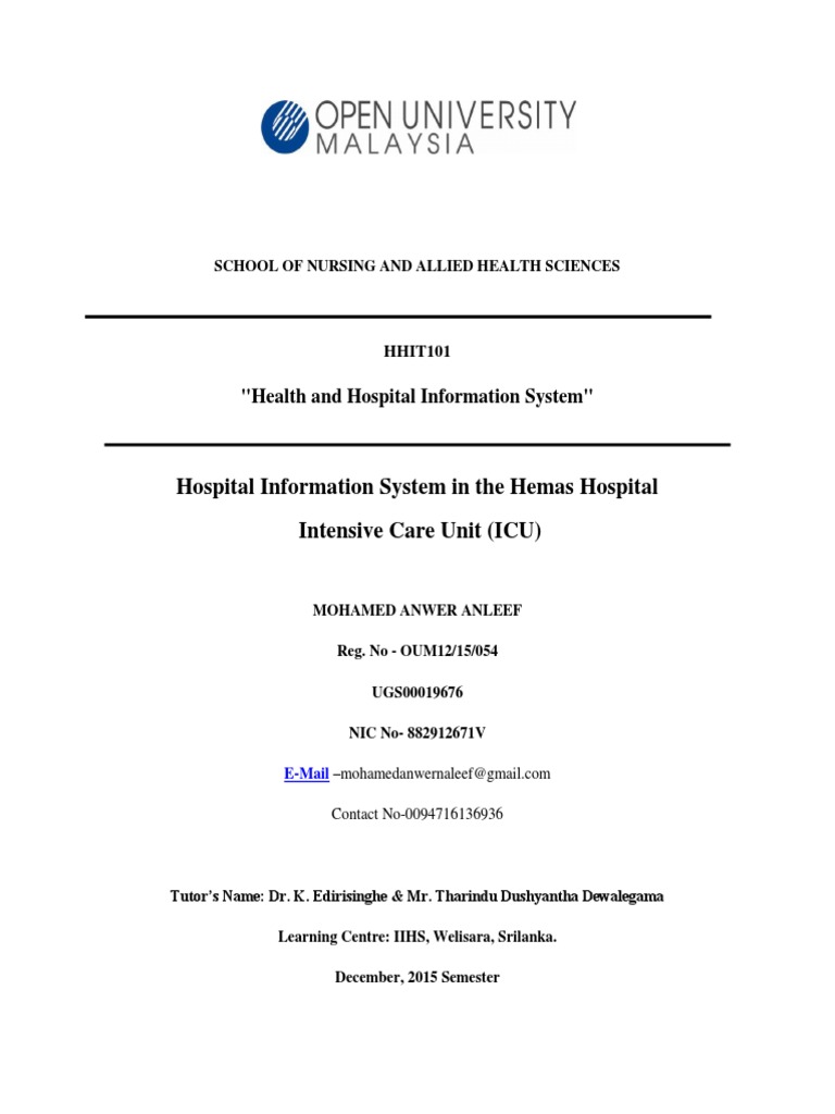Hospital Information System Assignment | PDF | Hospital | Intensive ...