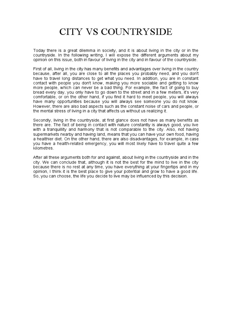 INGLES Writing City Countryside | PDF