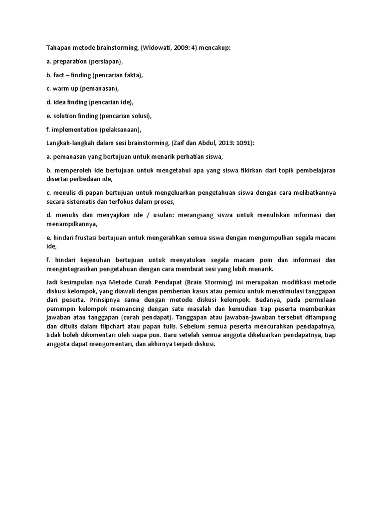 Tahapan Metode Brainstorming Efektif | PDF | Karier & Perkembangan