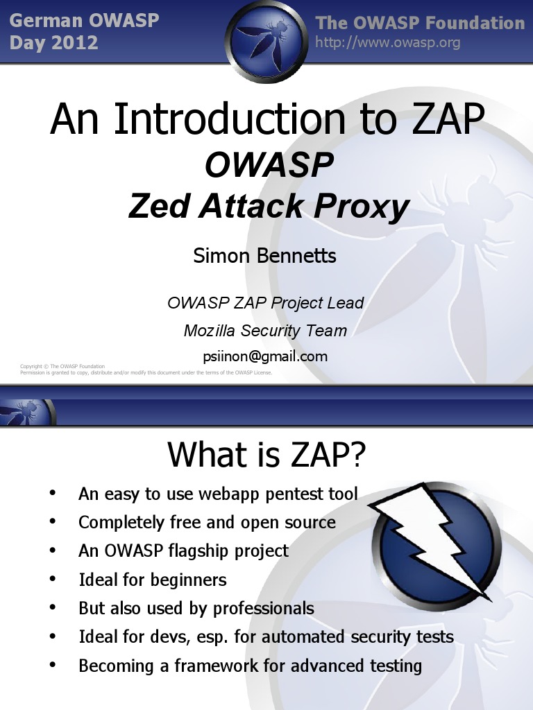 Zed Attack Proxy - Simon Bennetts | PDF | Proxy Server | Web Application