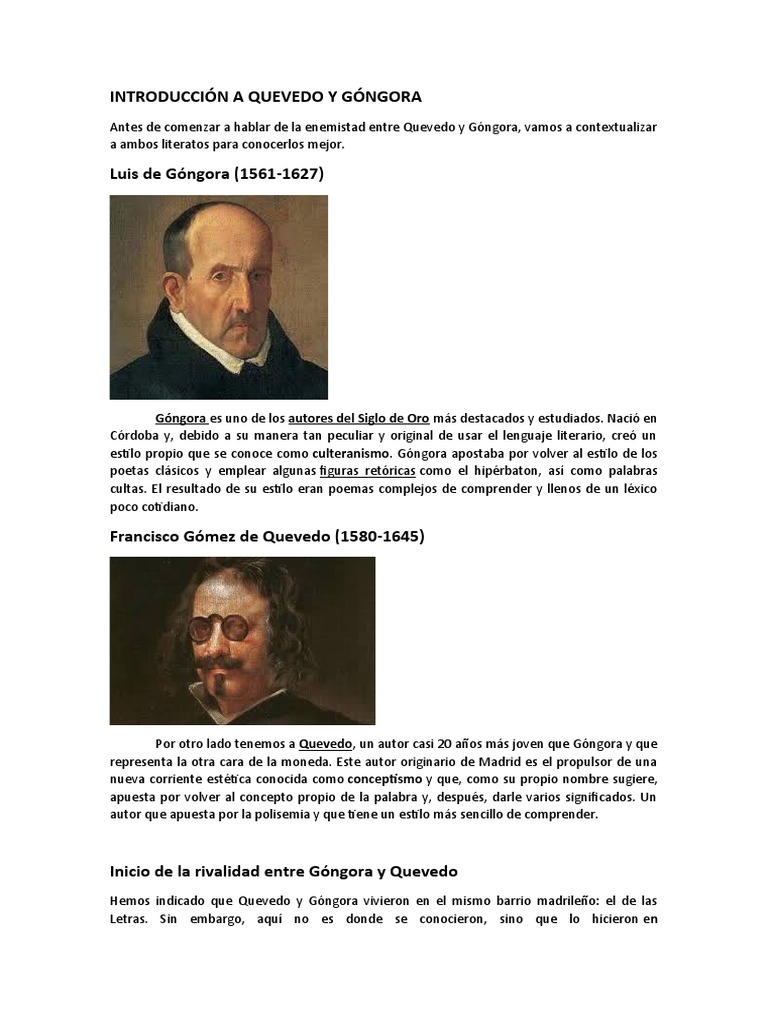 Introduccion A Quevedo y Gongora | PDF