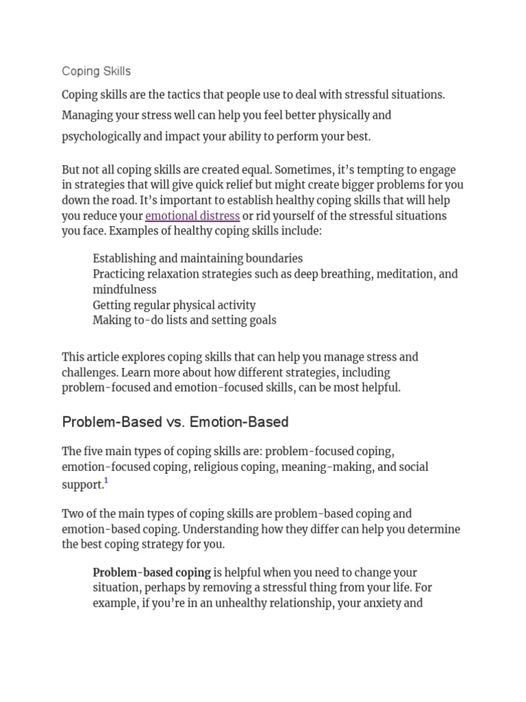 All About Coping Skills | PDF | Mental Health | Behavioural Sciences
