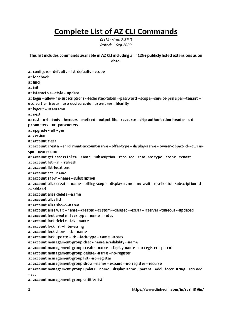 AZURE CLI Commands Lists | PDF | Software | Software Engineering