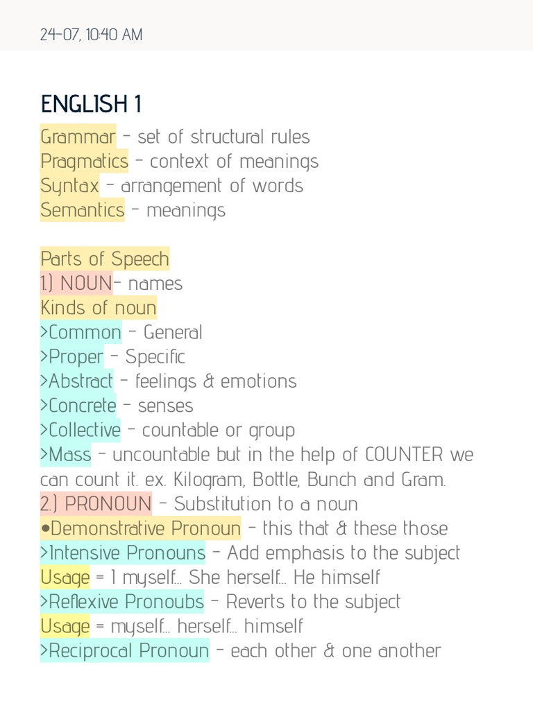 English 1 | Download Free PDF | Grammatical Gender | Subject (Grammar)