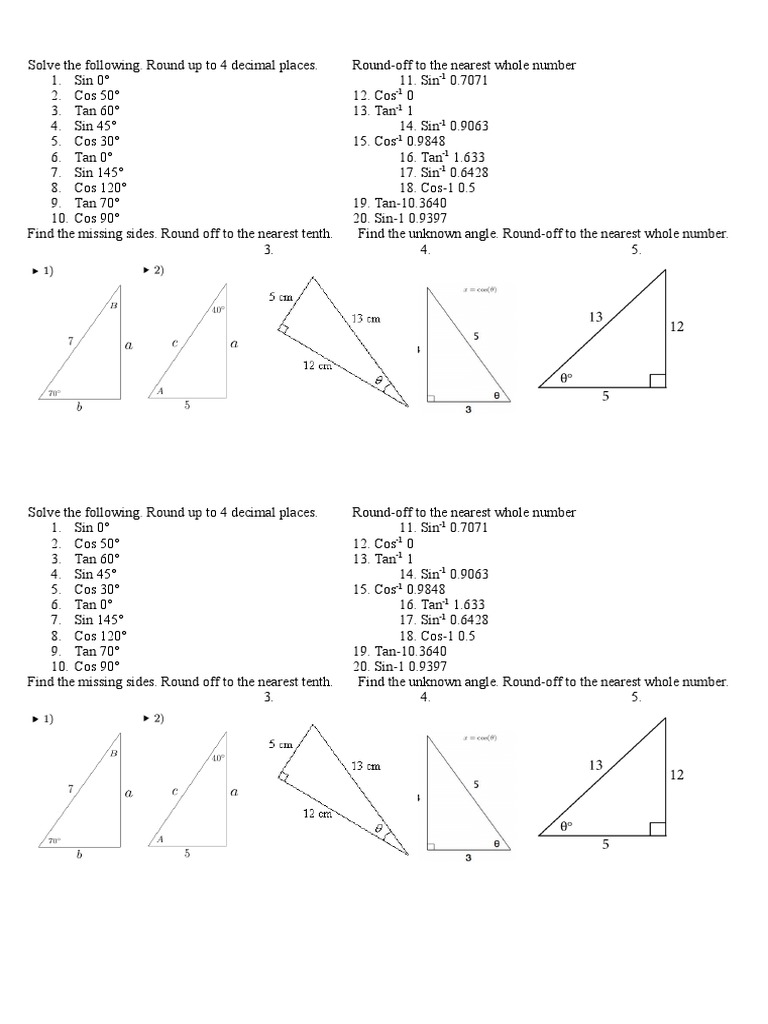 Trigo Functions Exercises | PDF
