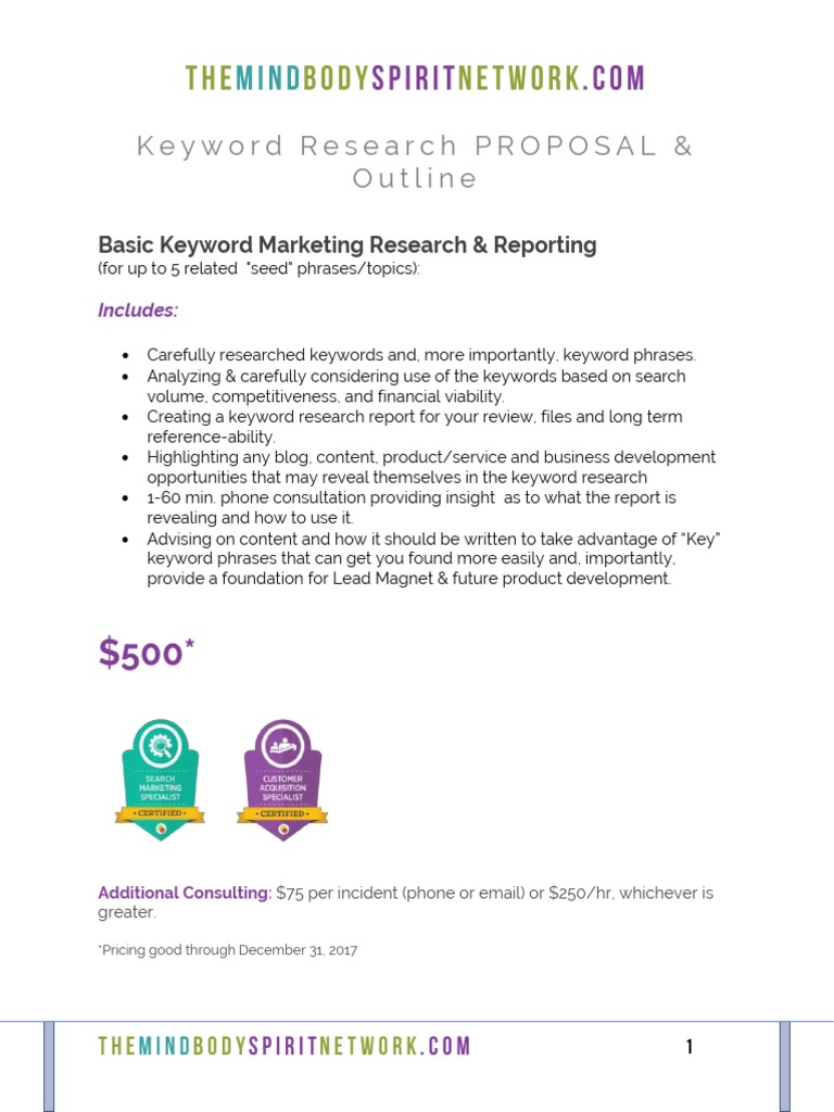 Keyword Research Service Outline and Proposal | PDF | Business