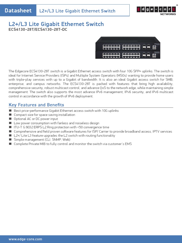 L2+/L3 Lite Gigabit Ethernet Switch: Datasheet | PDF | Ip Address | I Pv6