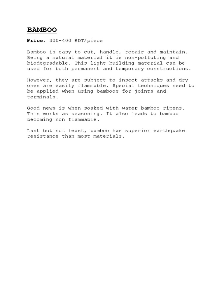 Bamboo | PDF | Home & Garden | Science & Mathematics