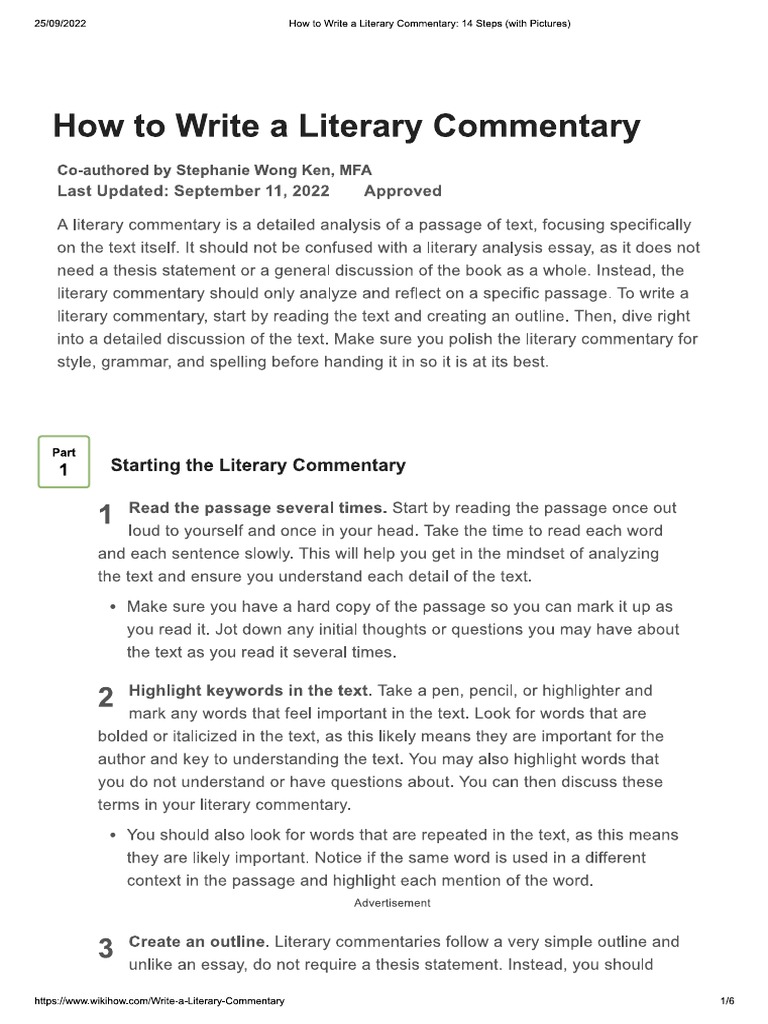 How To A Commentory | PDF