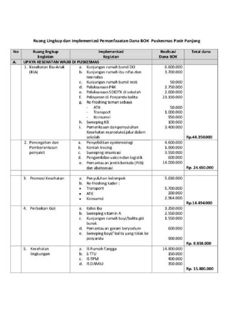 Pemanfaatan Dana Bok Puskesmas | PDF