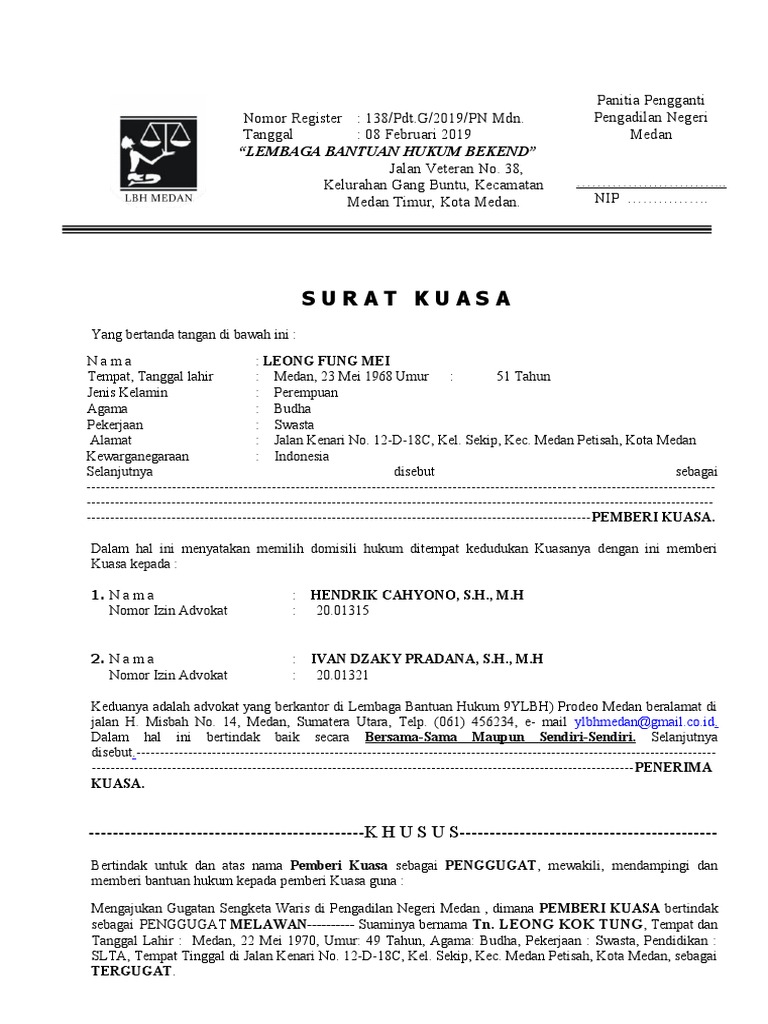 Surat Kuasa Penggugat Kel 3 | PDF
