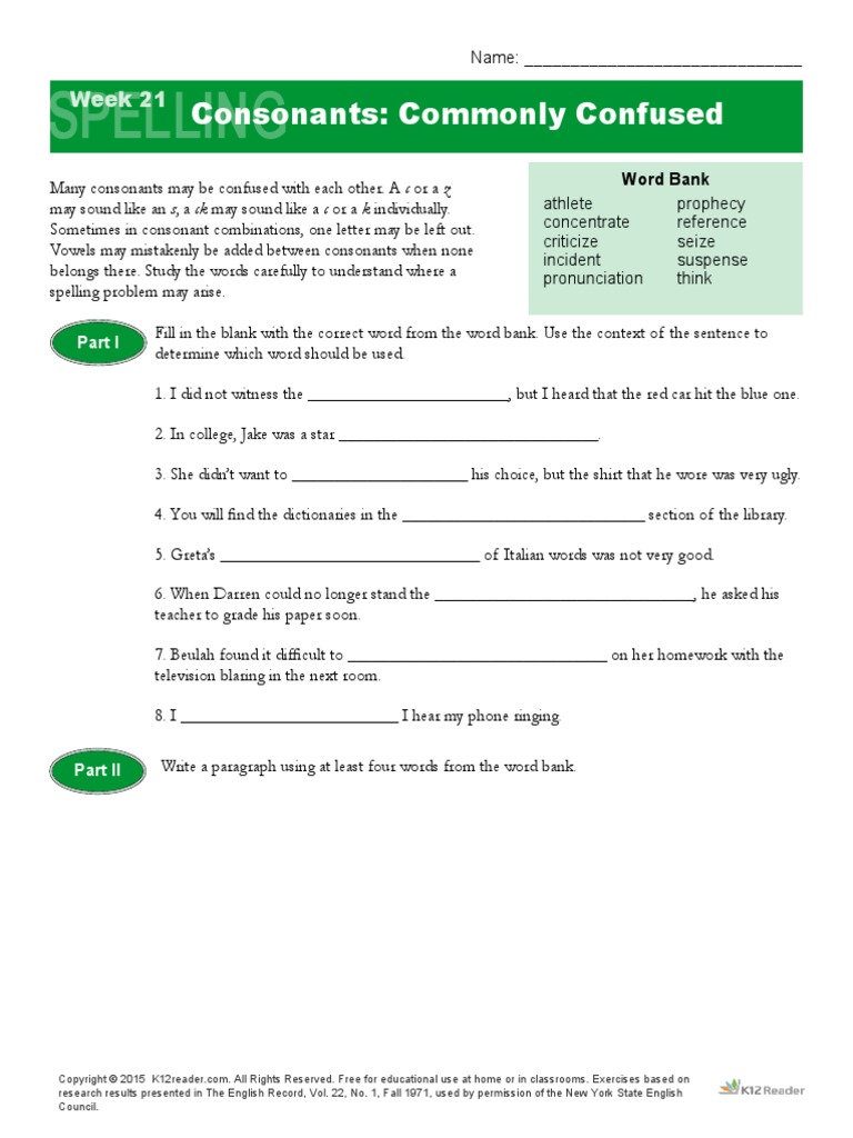 Consonants: Commonly Confused | PDF | Spelling | English Language