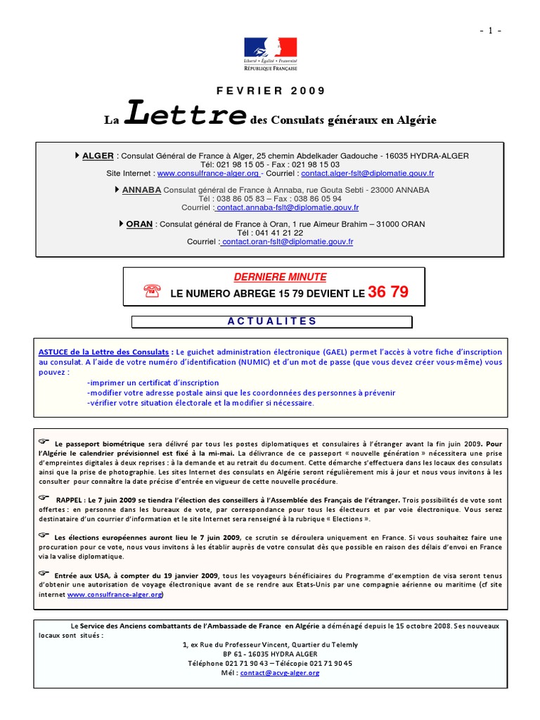 Informations Consulat France Oran | PDF | Visa (Document) | Passeport