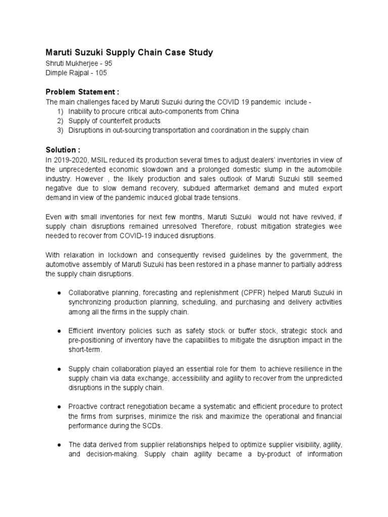 Roll No. 95 and 105 - Logistics and SCM Assignment | PDF | Supply Chain ...