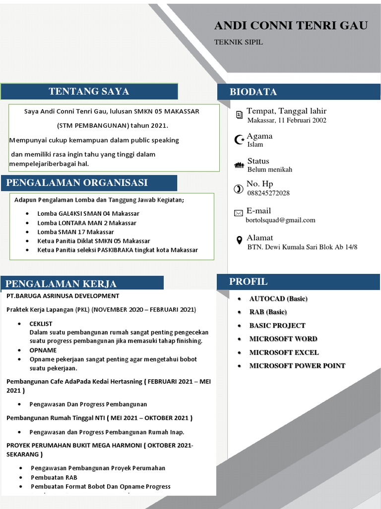 Curriculum Vitae Andi Conni Tenri Gau | PDF