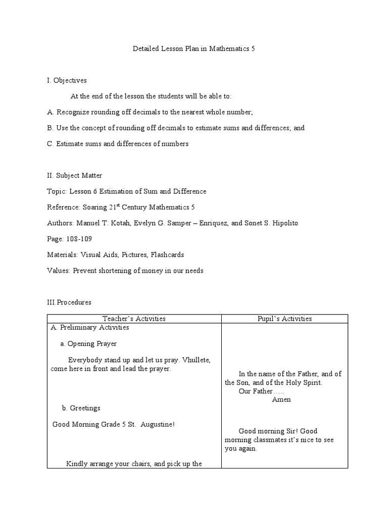 Estimation Of Sum And Difference Gr 5 Pdf Money