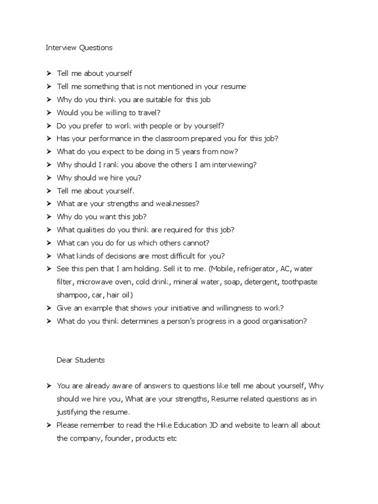Interview Questions for reference-1 | PDF