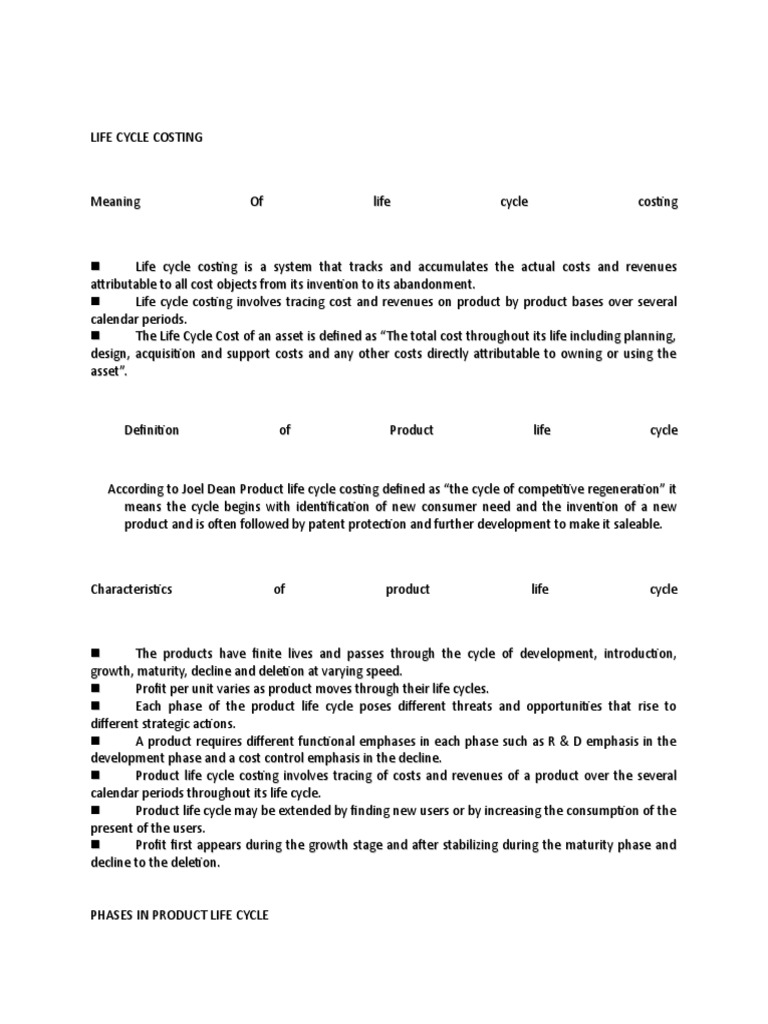 SCM 1-Module-4 LIFE CYCLE COSTING-1 | PDF | Life Cycle Assessment | Profit (Economics)
