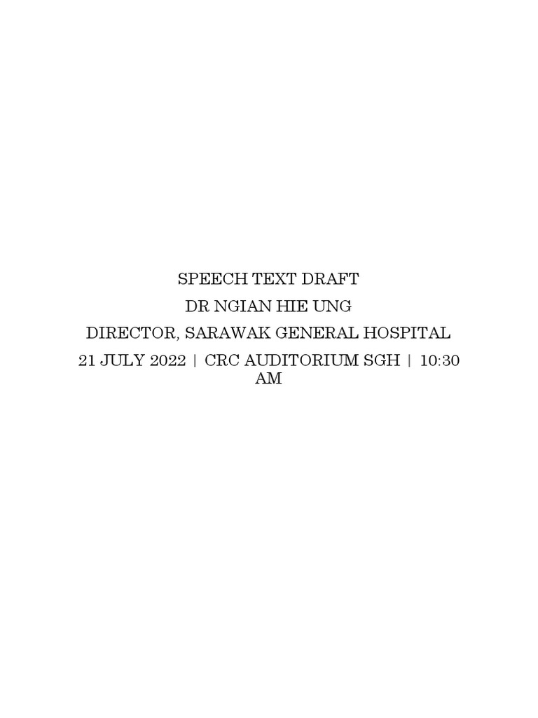 SGH-Director - SPEECH TEXT DRAFT | PDF