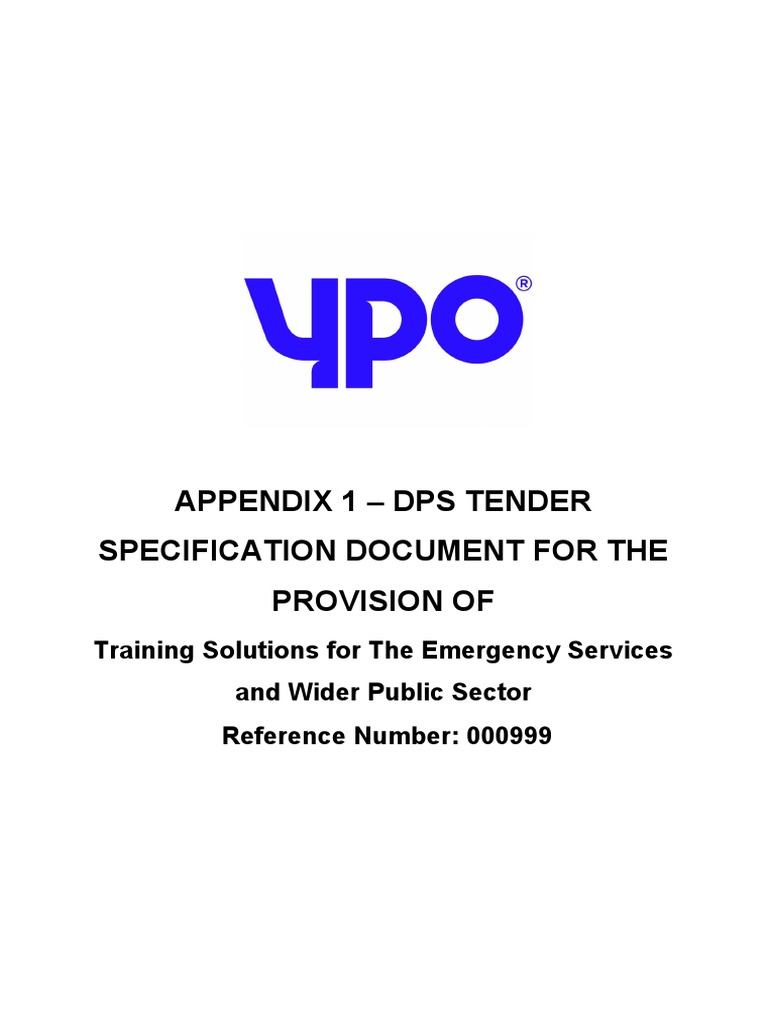 Appendix 1 - 000999 TRAINING DPS Tender Specification Document | PDF ...
