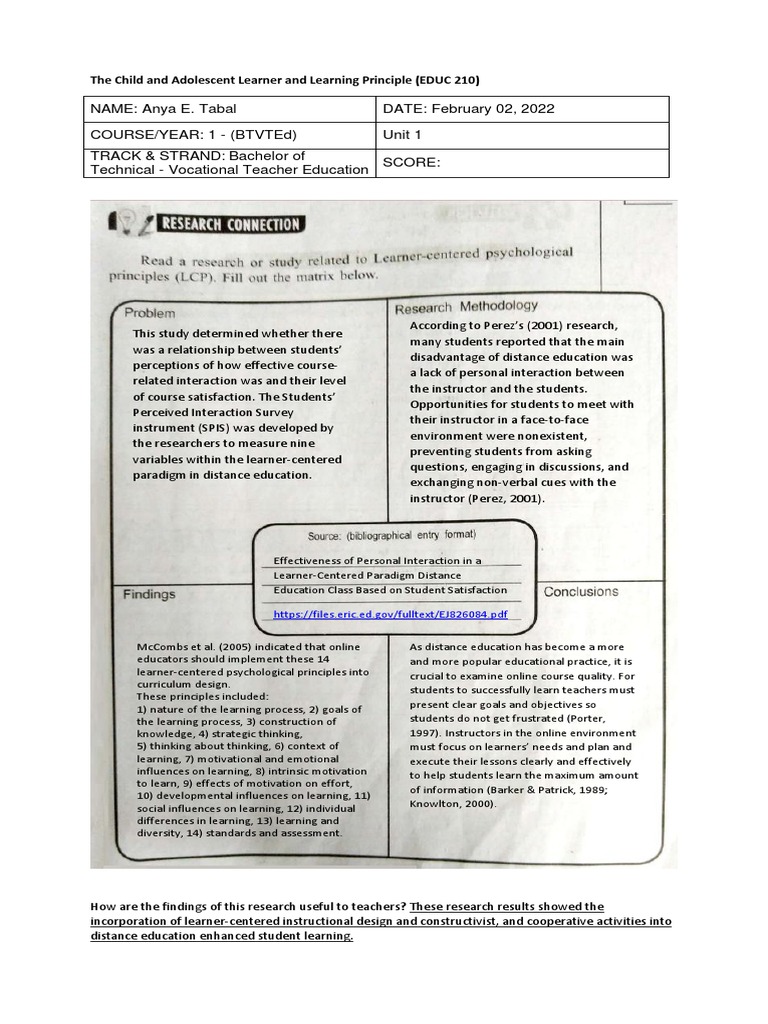 EDUC 210 1st Year (Module 1 & 2) - Anya E. Tabal | PDF | Developmental Psychology | Learning